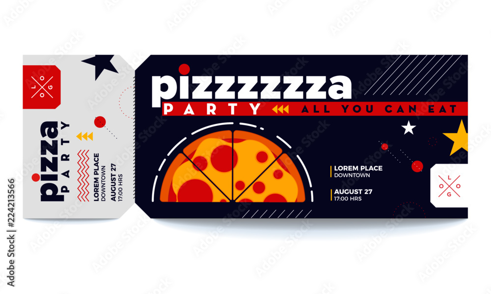 Food Event/Party entrance vector tickets templates. Ticket for entrance ...