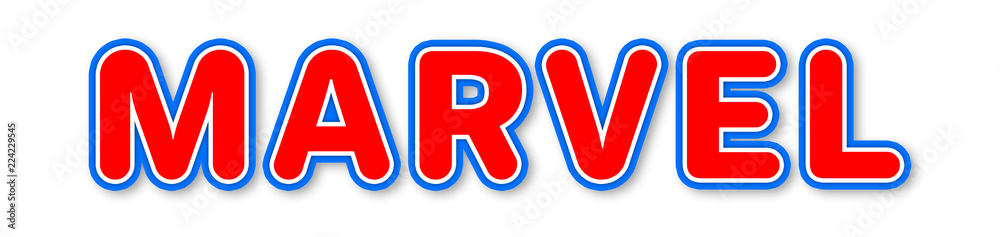 Marvel - elegant red text written on white background Illustration ...
