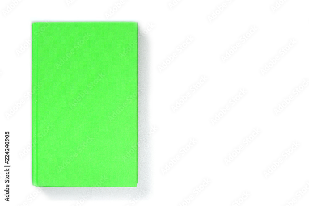 Blank light-green book cover, front side view. Empty hardcover mock up ...