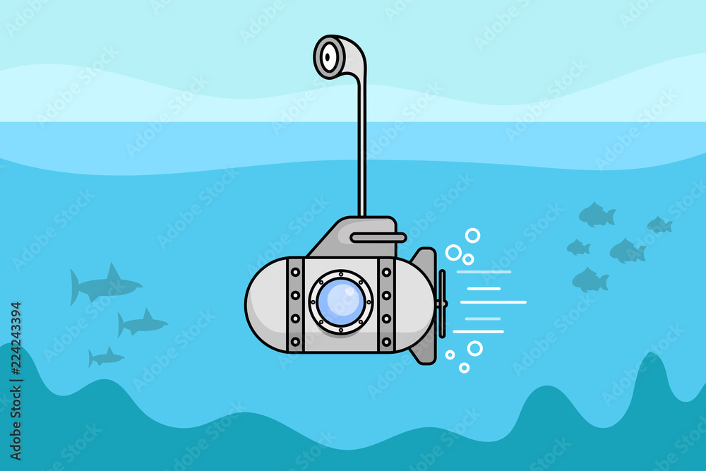 Cartoon Submarine with the periscope and the window.Vector Stock Vector ...