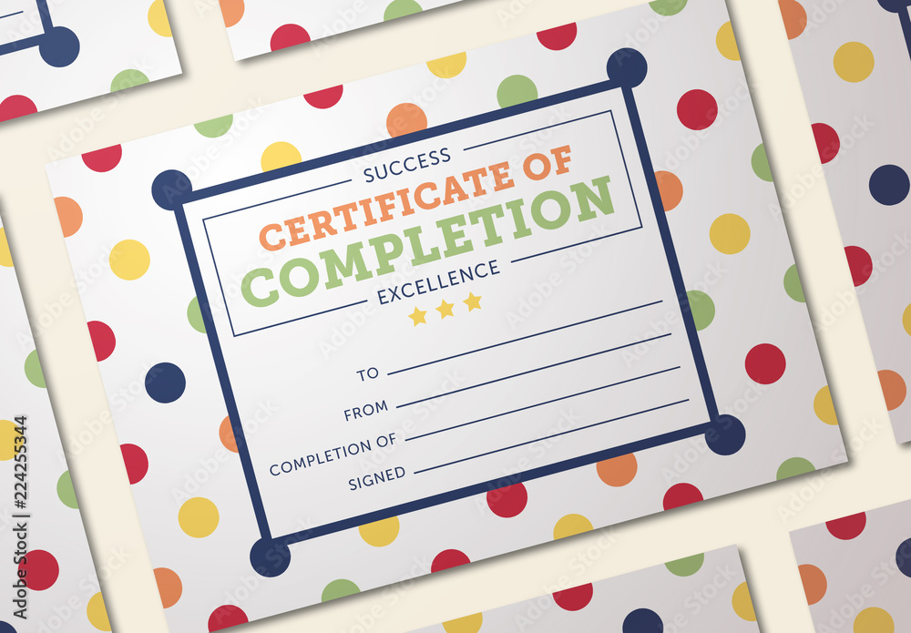 Polka Dot Certificate Layout Stock Template | Adobe Stock