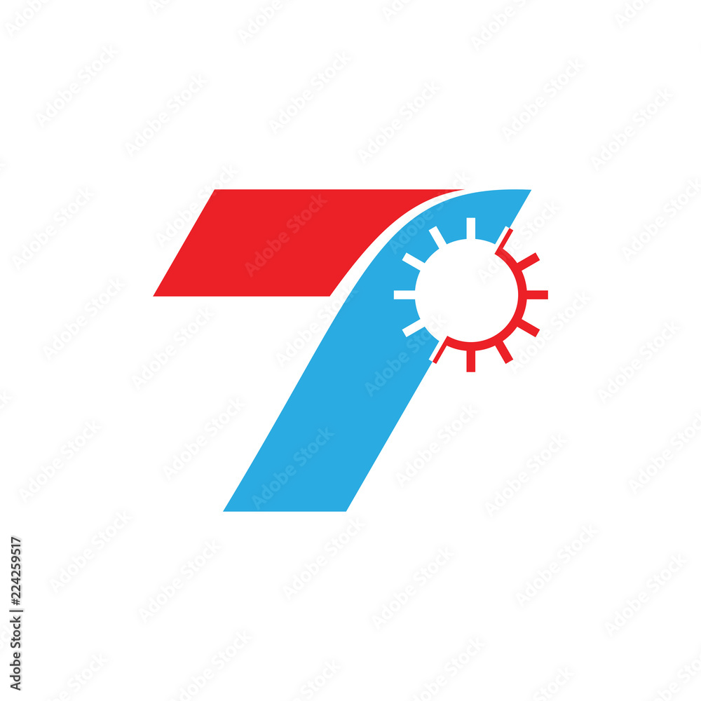 Number 7 with Sun logo design, Seven Day Logo Stock Vector | Adobe Stock