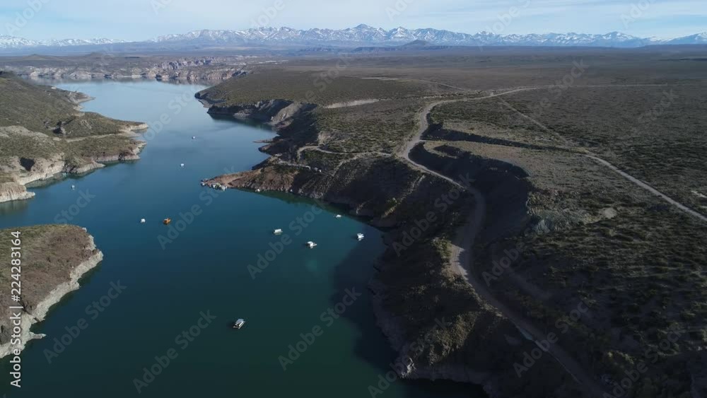 Vidéo Stock Aerial drone scene of Agua de Toro lake at San Rafael ...
