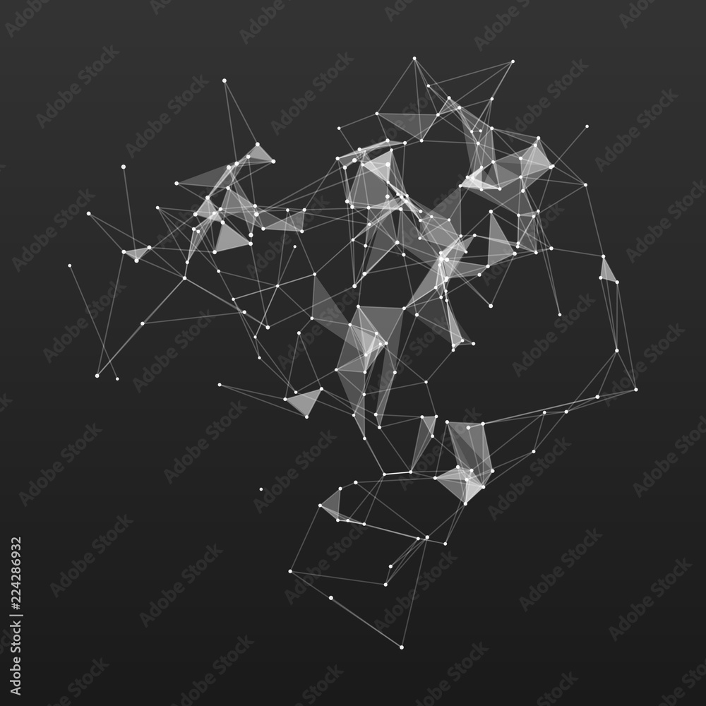 Abstract plexus shapes on black background, 3D vector illustration ...