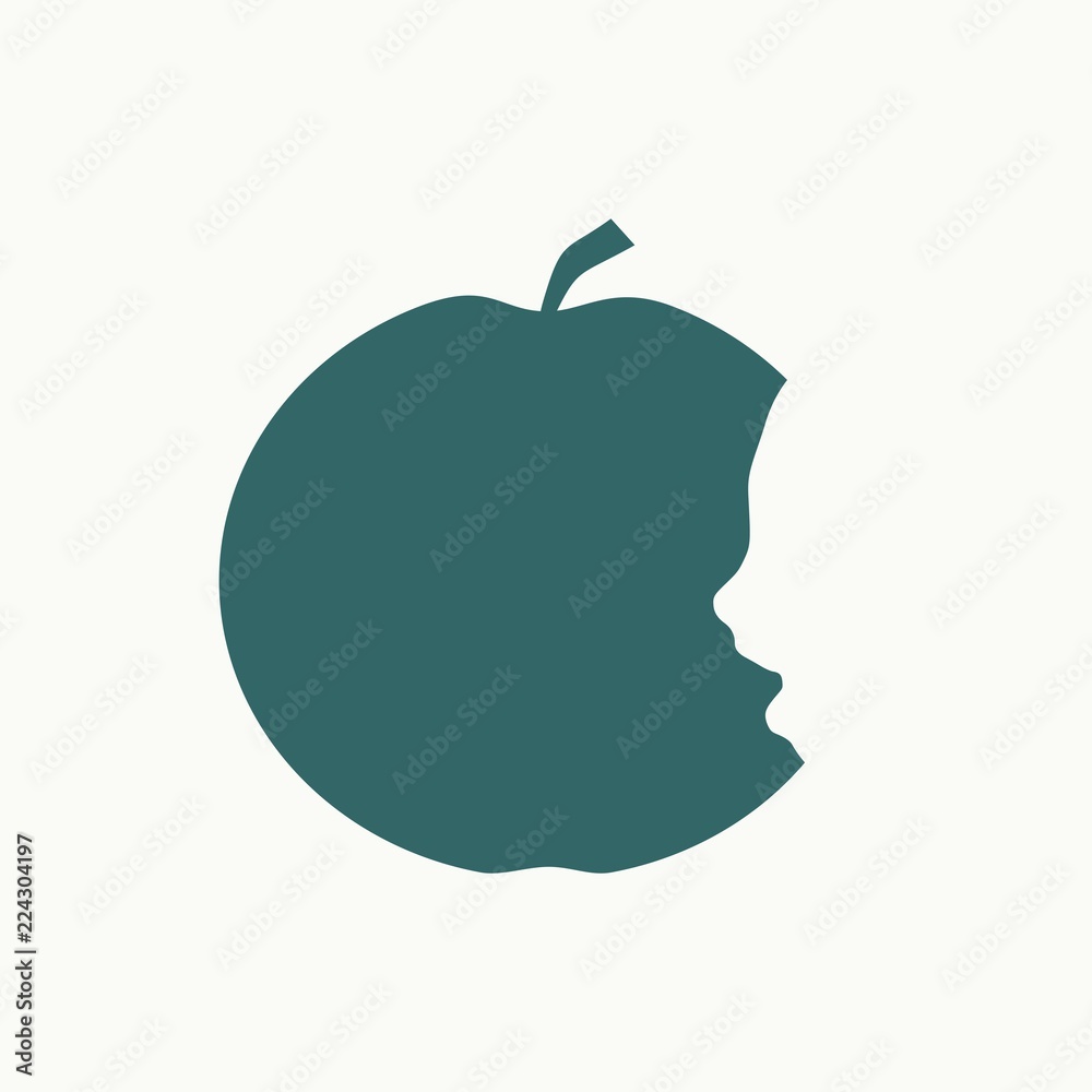 An apple with face profile view. Optical illusion. Human head make ...