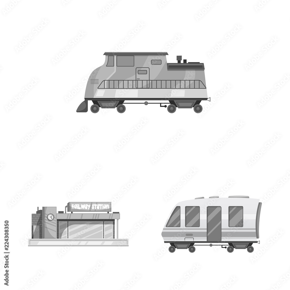 Vector design of train and station logo. Set of train and ticket stock ...