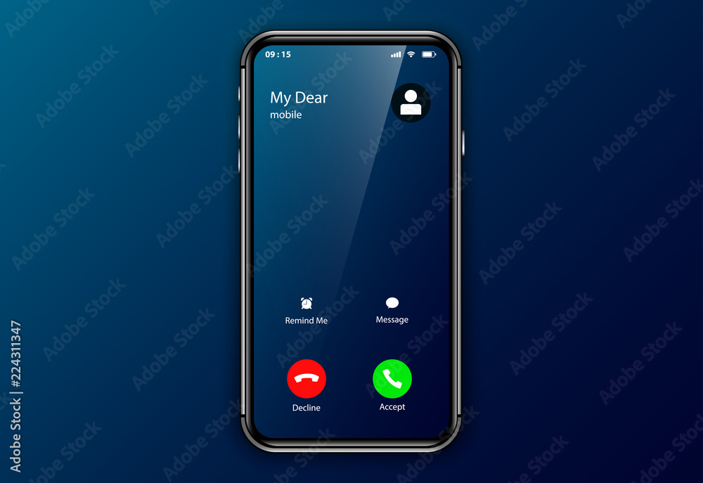 Iphone Incoming Call Screen User Interface Elegant Mockup Ui Ux 