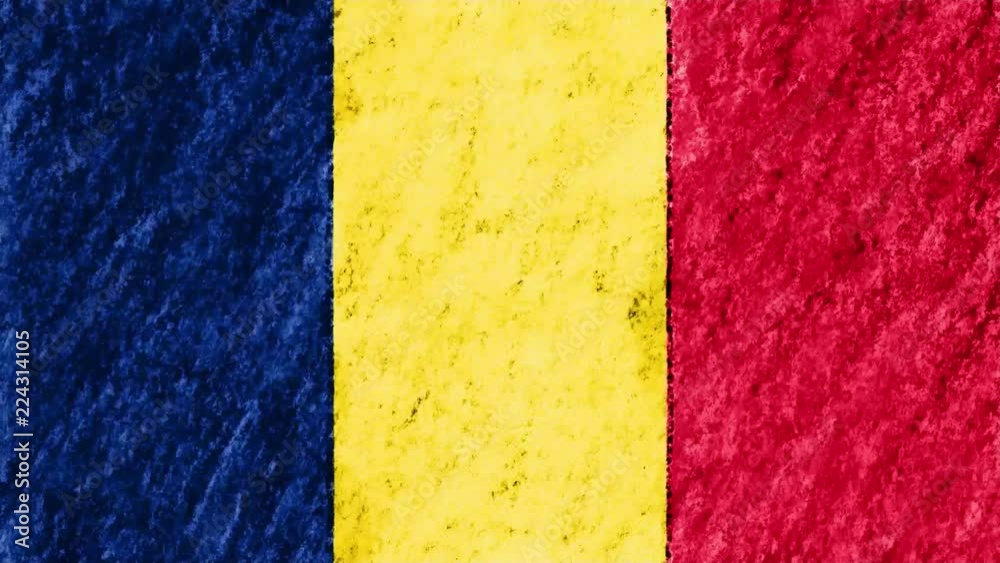 stop motion pastel chalk crayon drawn Chad flag cartoon animation ...