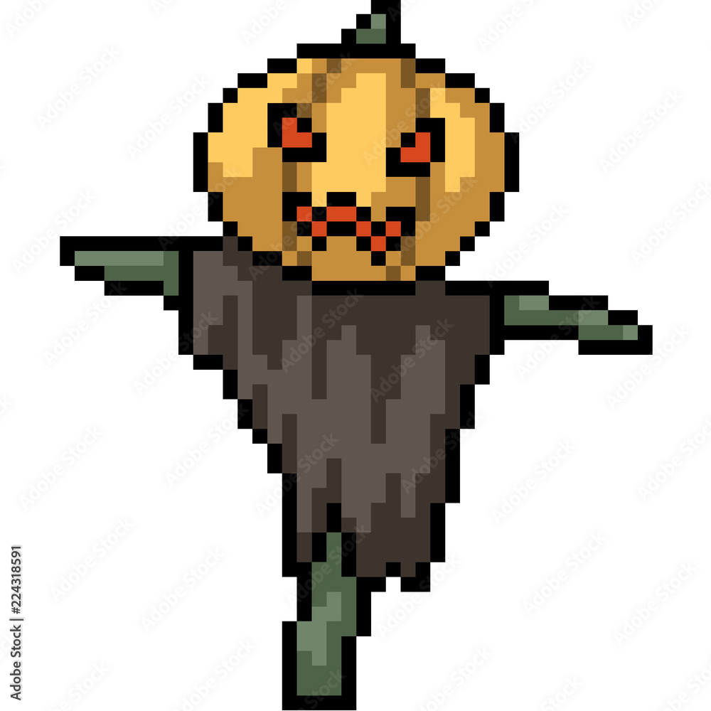 vector pixel art scary scarecrow Stock Vector | Adobe Stock