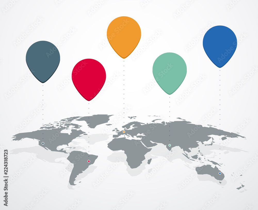 blank world map with location labels Stock Vector | Adobe Stock