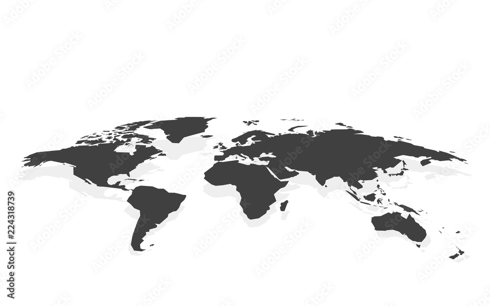 black blank world map fake3D Stock Vector | Adobe Stock