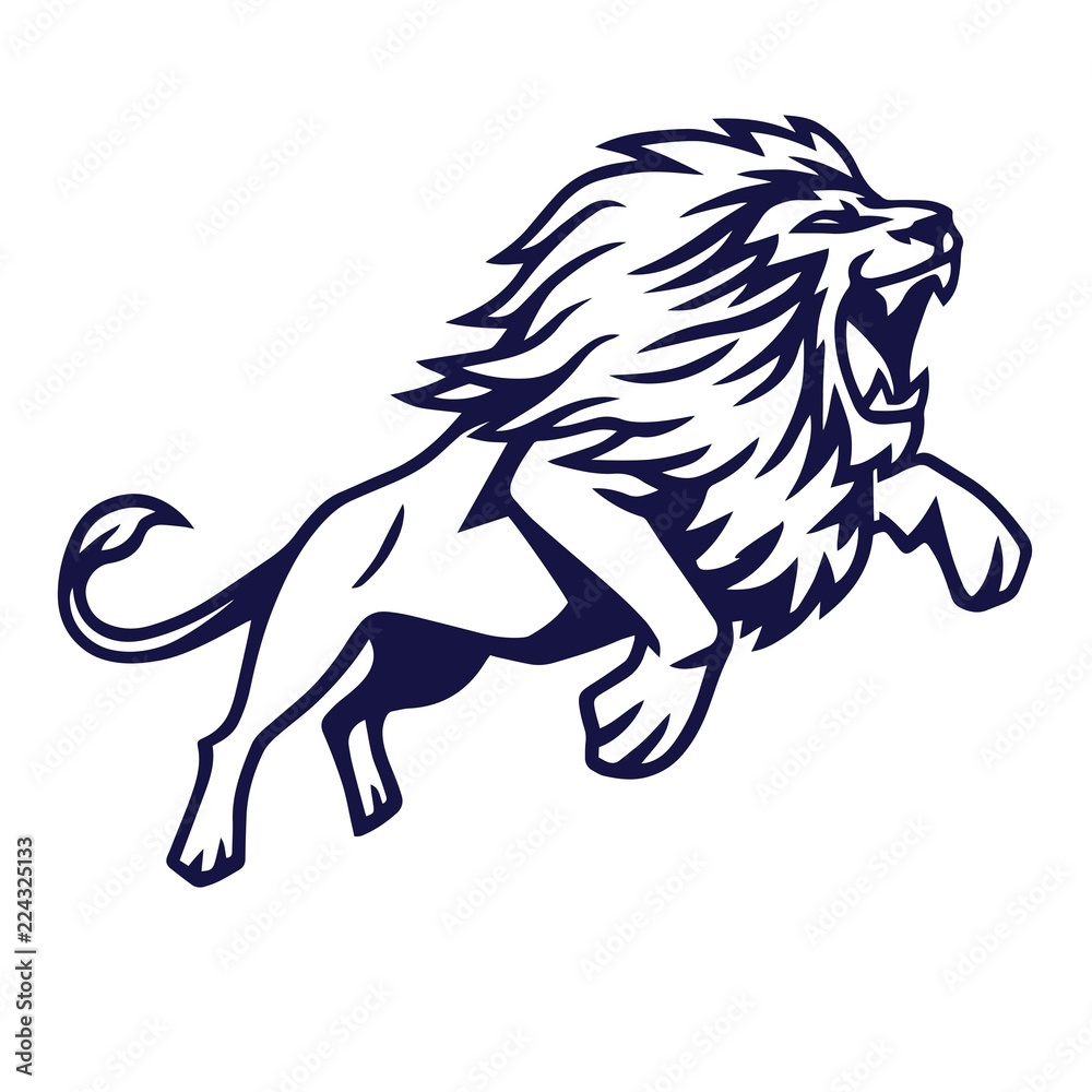 Angry Lion Jump Vector Logo Mascot Design Illustration Stock Vector ...
