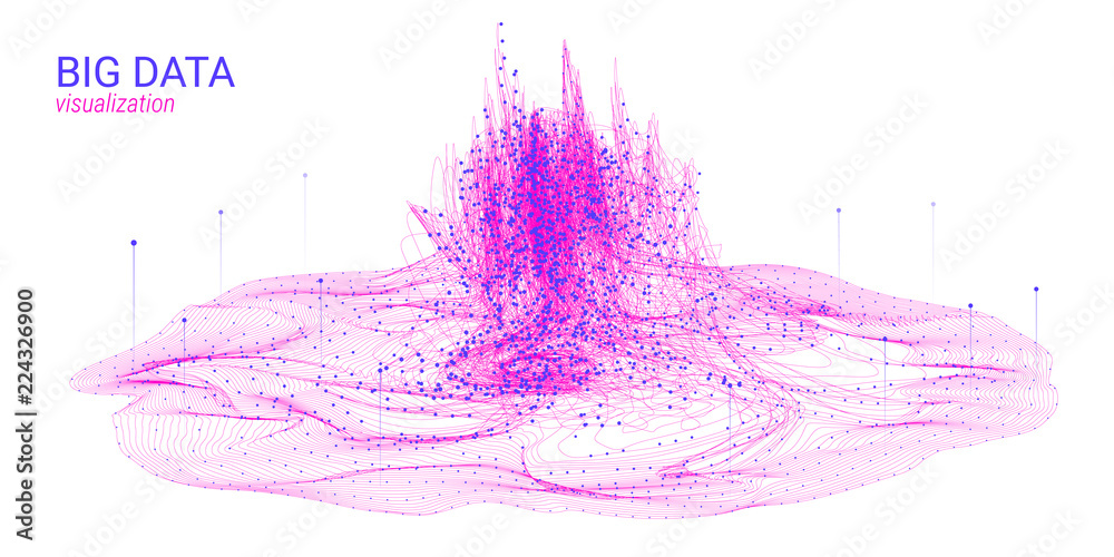 Wave 3D Big Data Visualization. Analysis Infographic. Stock Vector ...