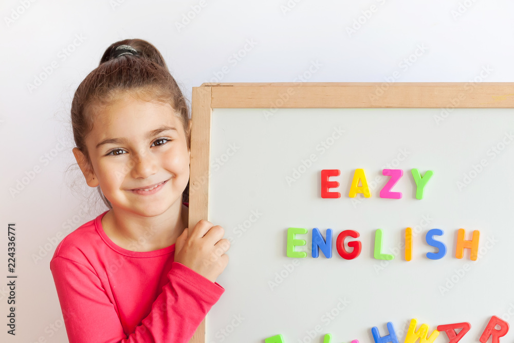 Language education concept. Learn English. Eazy English. Cute little ...