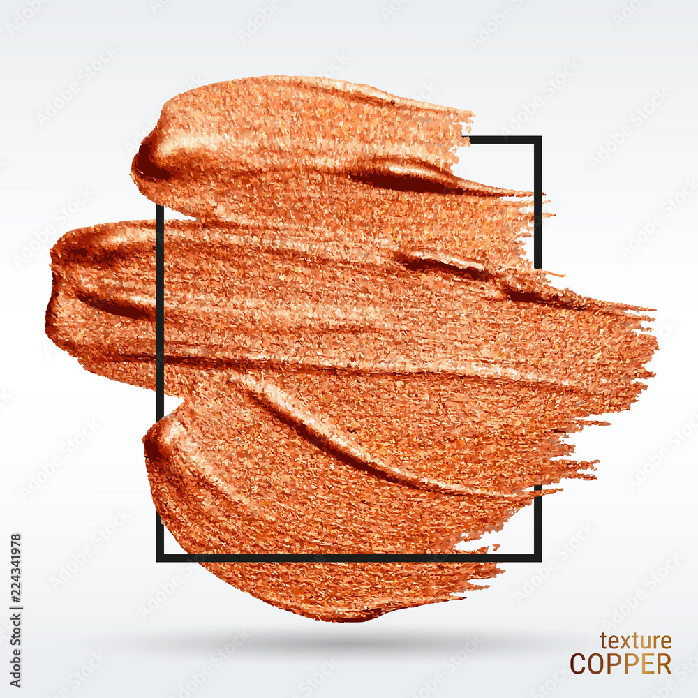 Smear with an artistic brush. Copper grunge texture. Brushstroke. Light ...