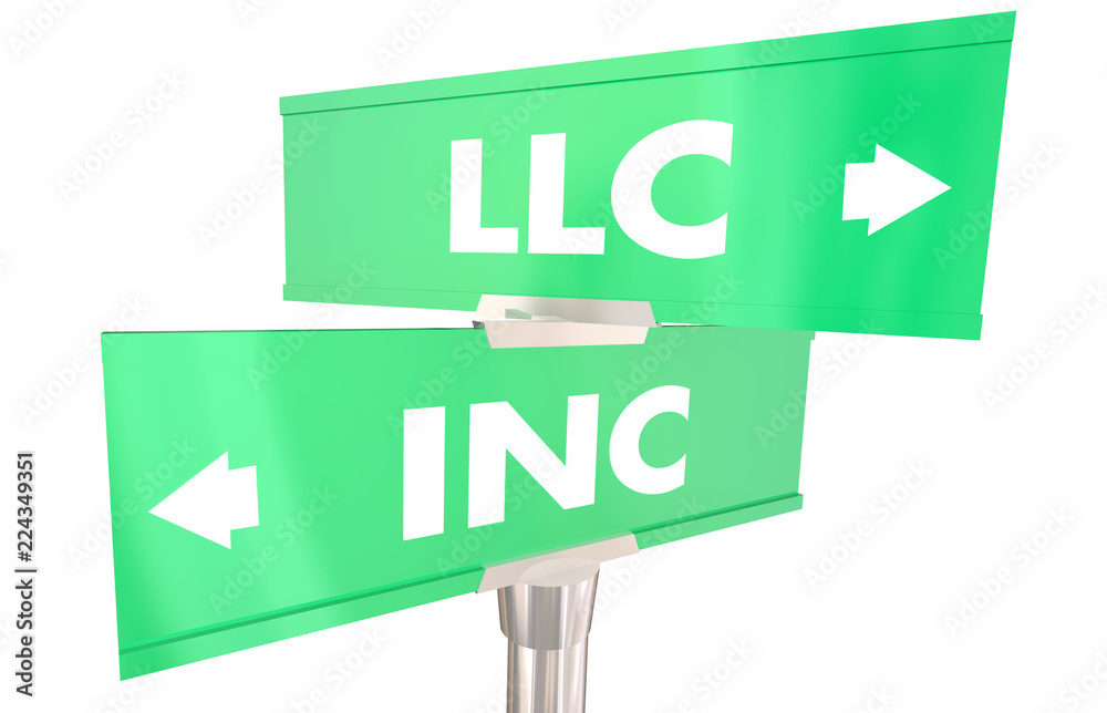 LLC Vs Incorporation Company Business Models 2 Two Way Road Signs 3d ...