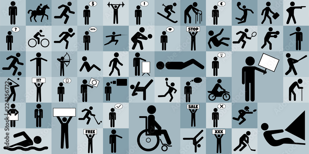 Large set of different stick figure icons Stock Vector | Adobe Stock