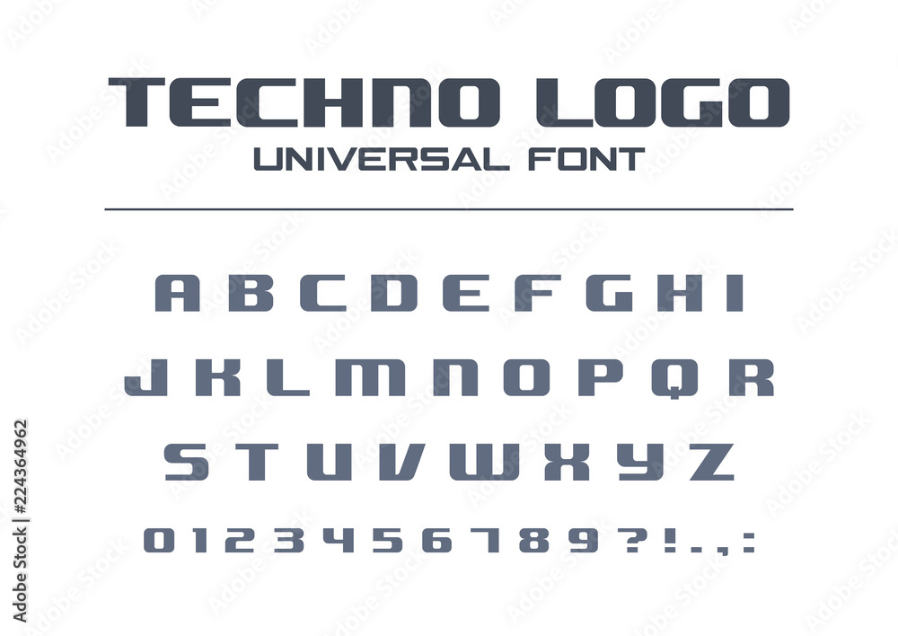 Technology bold font. Geometric typography style. Sport, futuristic ...
