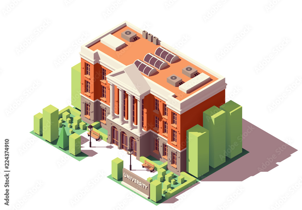 Vector isometric university building Stock Vector | Adobe Stock
