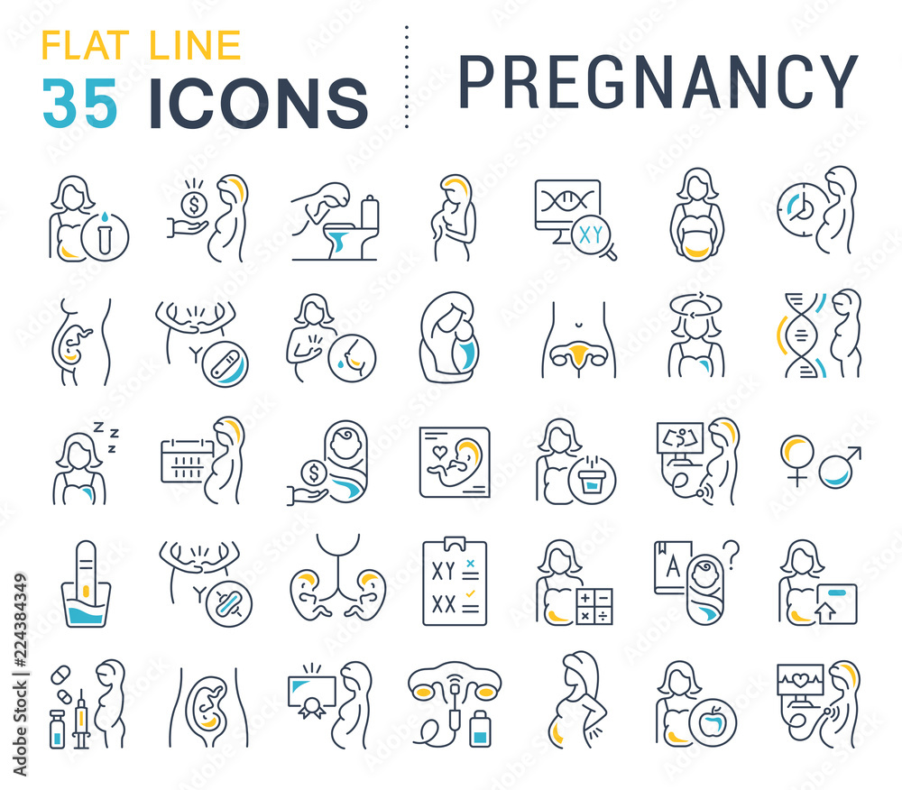 Set Vector Line Icons of Pregnancy. Stock Vector | Adobe Stock