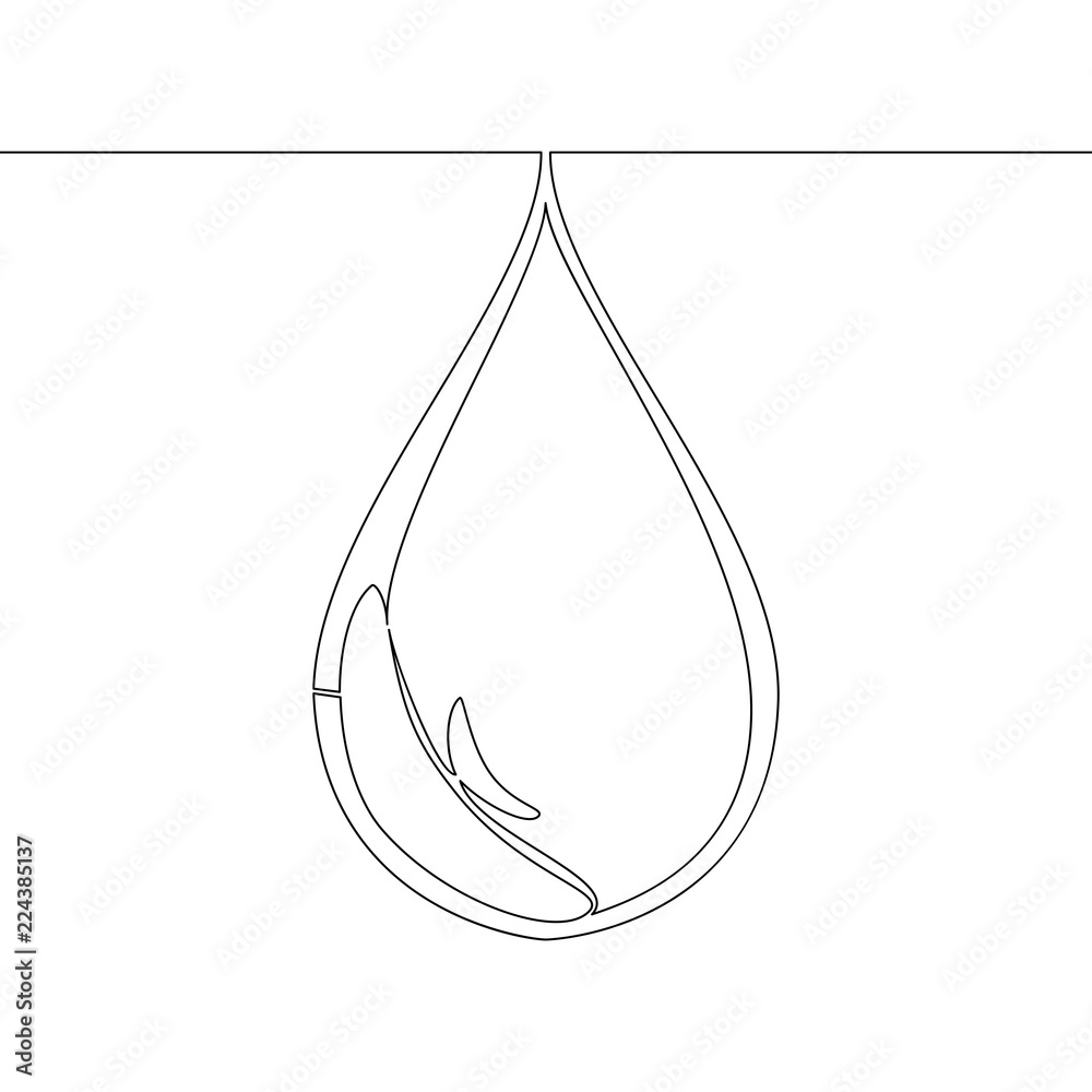 Continuous line Water drop single line vector Stock Vector | Adobe Stock