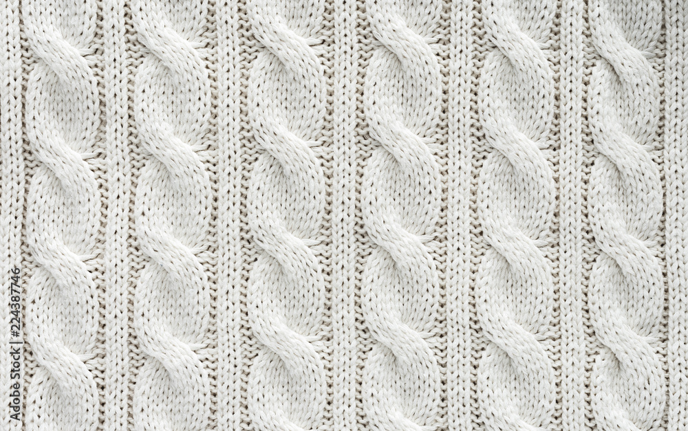 full frame of white knitted cloth with pattern as background Stock ...