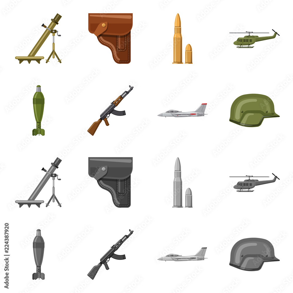 Vector design of weapon and gun sign. Collection of weapon and army ...
