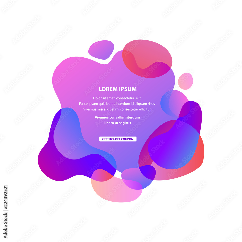 Vector Abstract Liquid effect free shapes in gradient iridescent colors ...