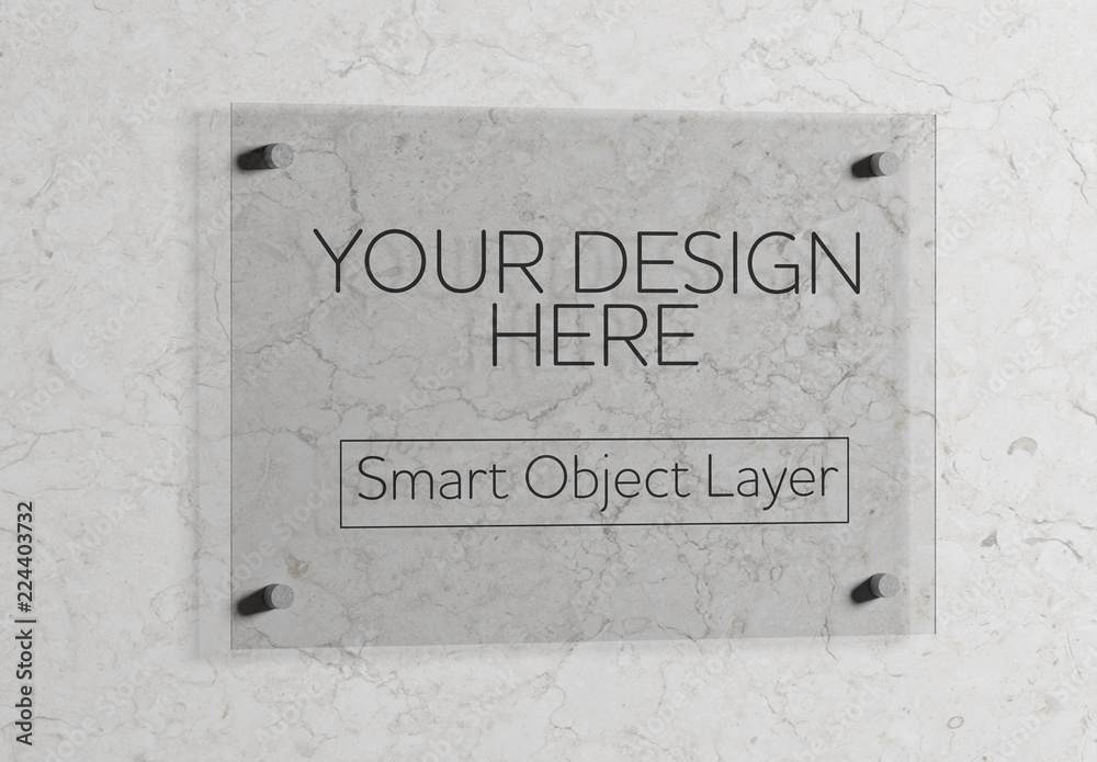 Glass Sign on Wall Mockup Stock Template | Adobe Stock