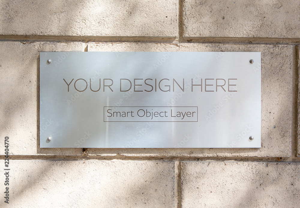 Glass Sign on Wall Mockup Stock Template | Adobe Stock