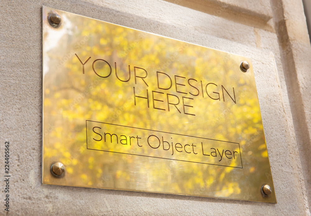Metal Sign on Wall Mockup Stock Template | Adobe Stock
