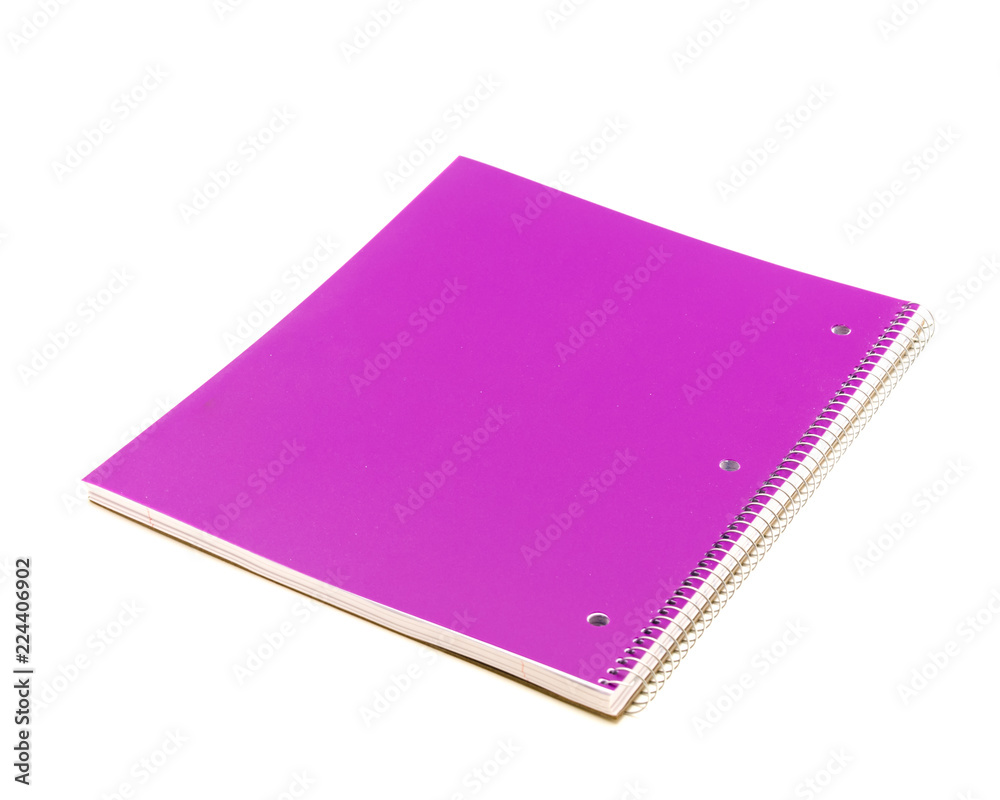 Studio shot one purple 1-subject notebook isolated on white background ...