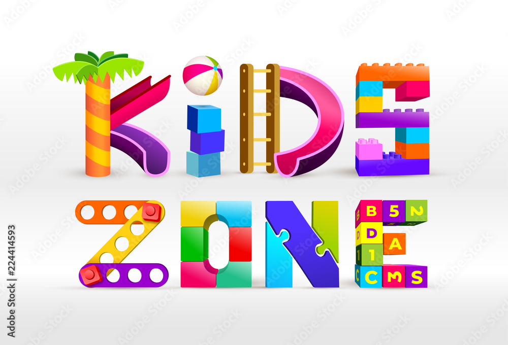 Kids Zone logo design. Children Playground. Colorful logos. Vector ...
