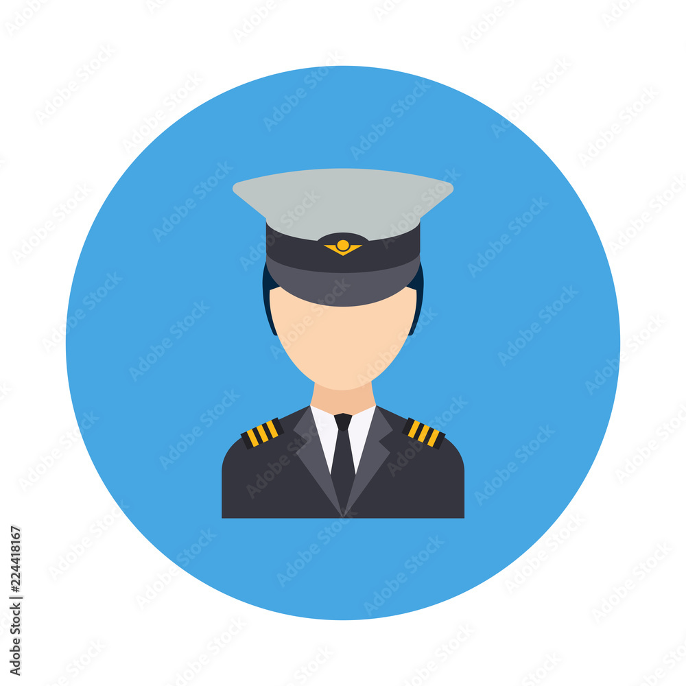 Pilot flat icon isolated on blue background. Simple Pilot symbol in ...