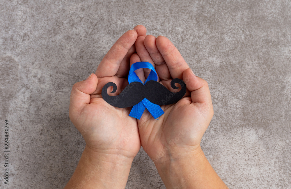 Mustache pattern with blue ribbon symbol. November movember concept ...