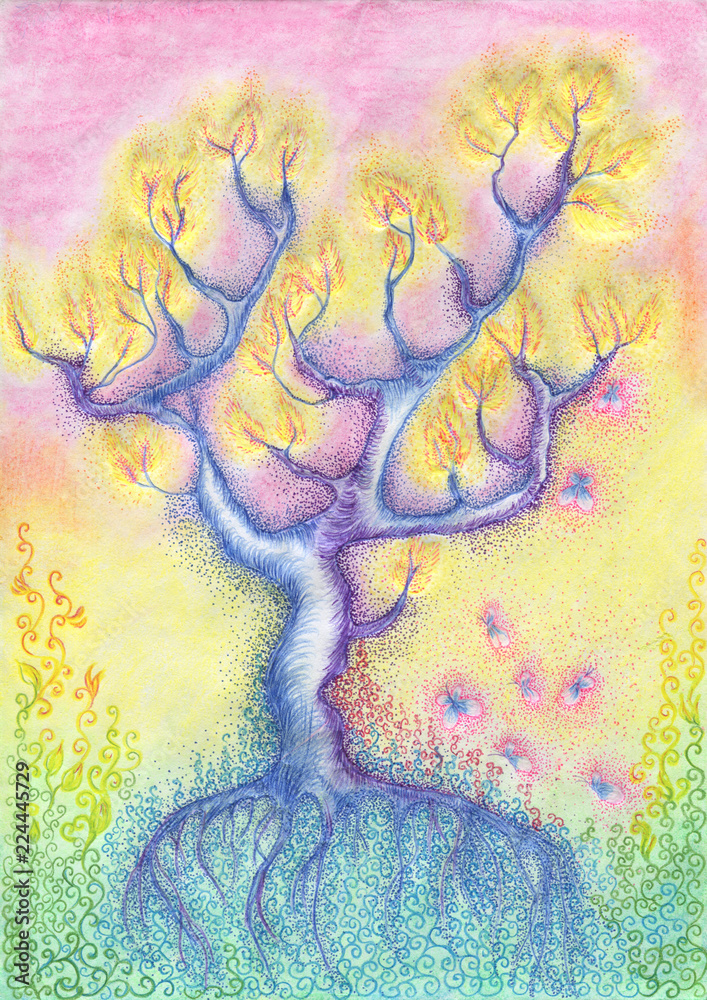 Colourful Drawings Of Trees With Leaves