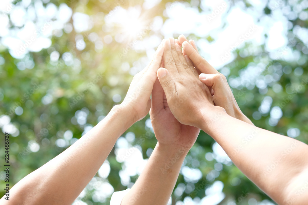 Poster Hand of people assemble corporate Meeting Teamwork and ...