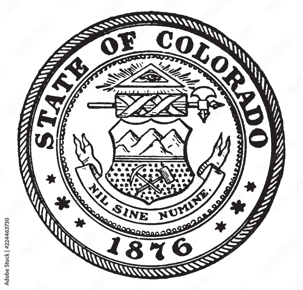 The Seal of Colorado, 1876. The seal shows The Eye of Providence and ...