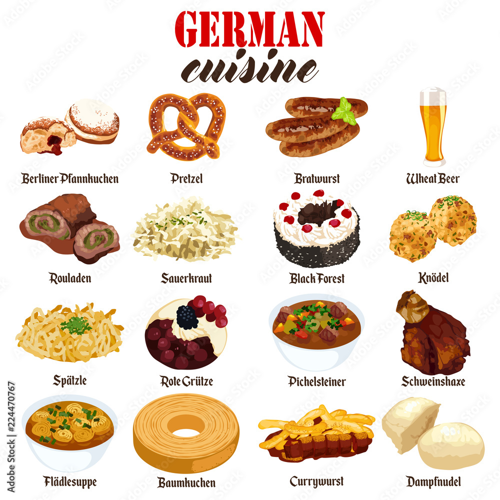 German Food Cuisine Illustration Stock Vector | Adobe Stock