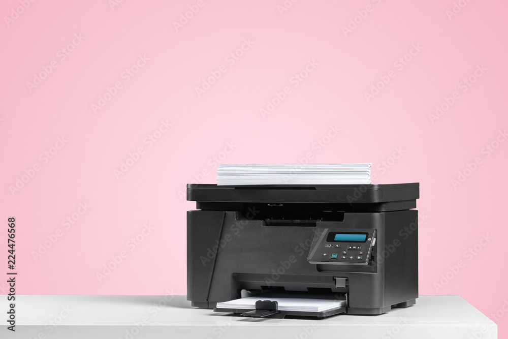 Printer, copier, scanner. Office table Stock Photo | Adobe Stock