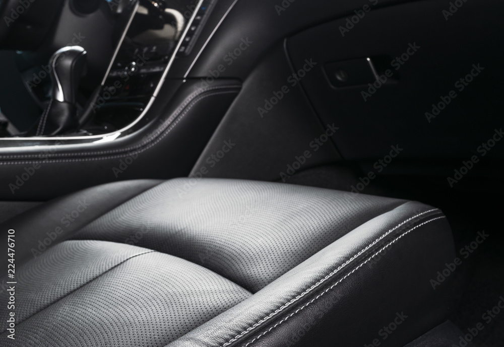 Modern Luxury car inside. Interior of prestige car. Comfortable leather ...