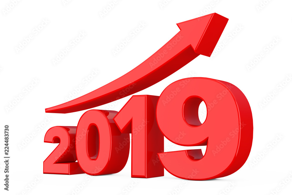 Progress Arrow in New 2019 Year Sign. 3d Rendering Stock Illustration ...