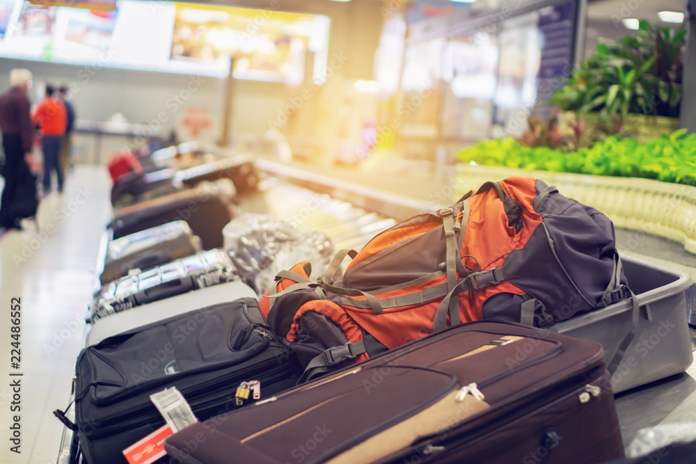 traveler waiting for luggage at Point of checking the scanner After ...