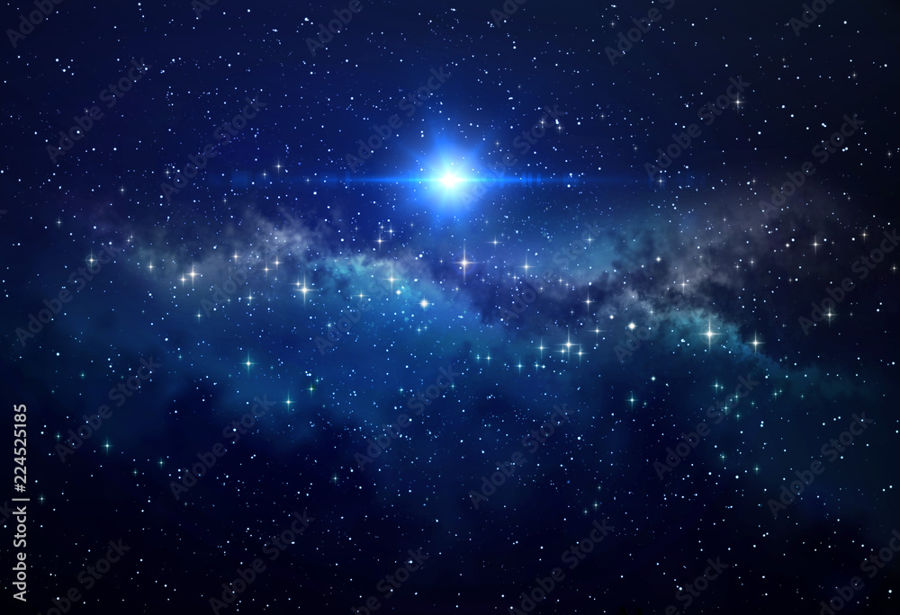 Bright star in deep space - Stellar explosion Stock Illustration ...