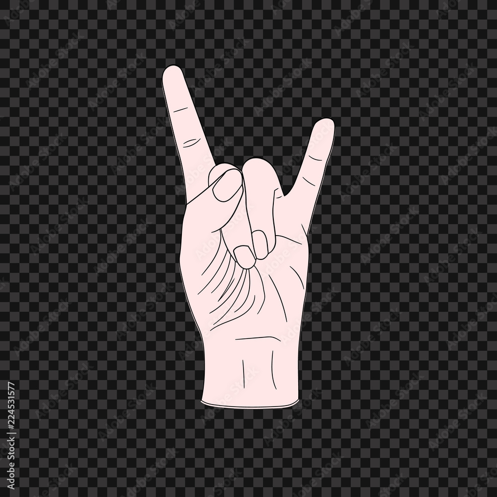 Vector Rock Symbol, Hand Jesture, Colored Illustration on Dark ...