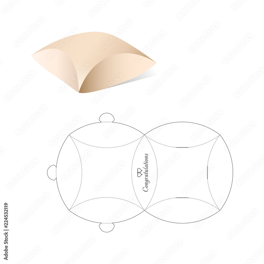 Pillow Box with Blueprint Template Stock Vector | Adobe Stock