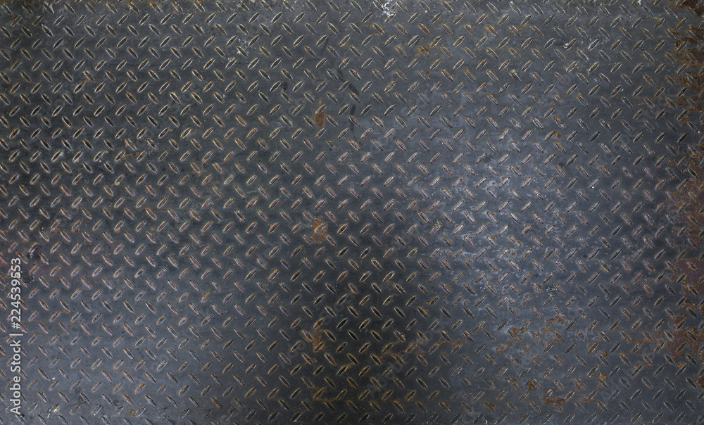 Steel dirty and used checker plate metal sheet. Can be use as ...