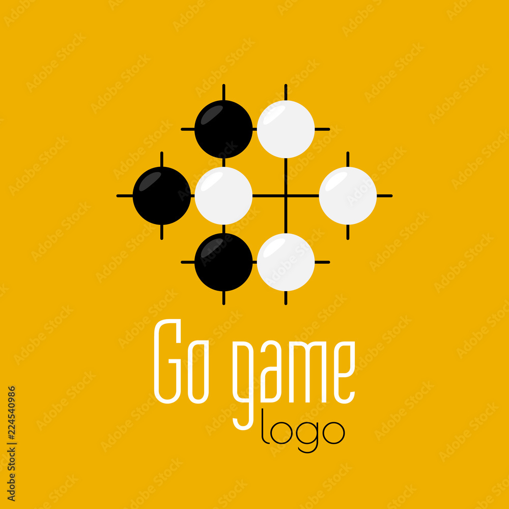 Go game logo. Baduk ko rule position. Black and white stones from weiqi ...