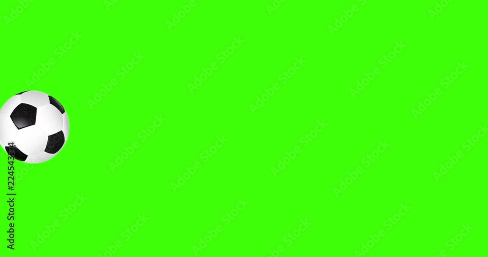 A soccer ball bouncing off each wall of the screen against a chroma key ...