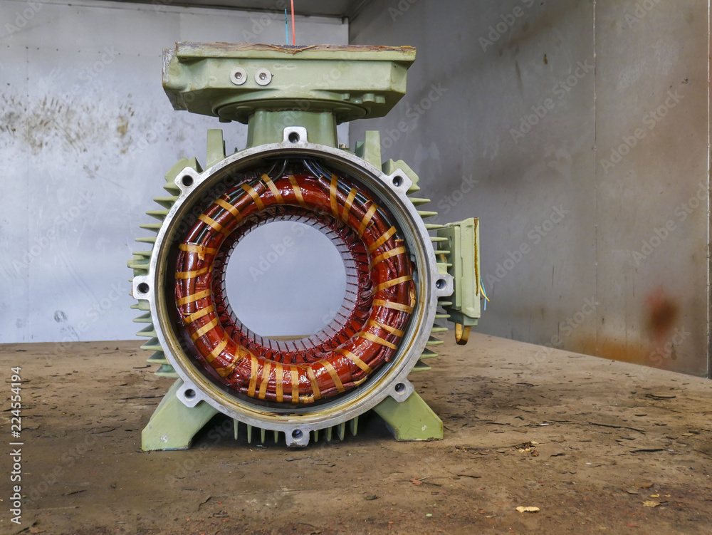 Electric motor stator with winding coil Stock Photo | Adobe Stock